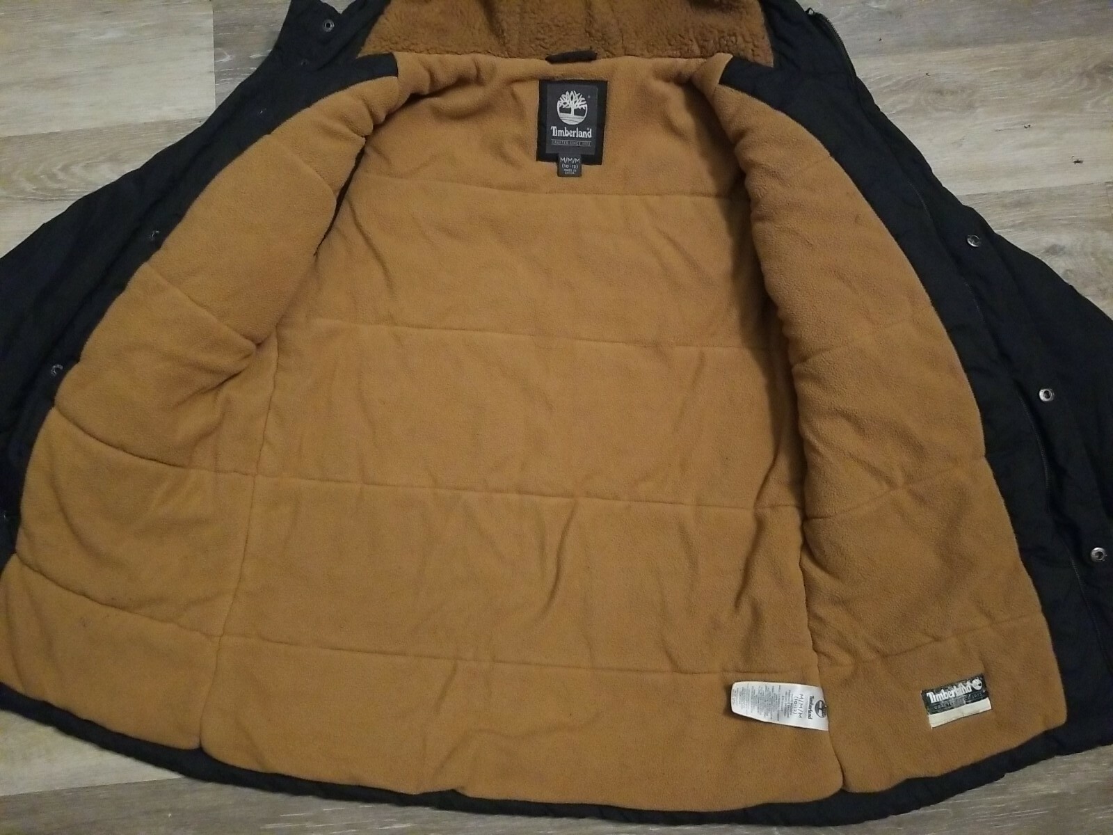 BOYS TIMBERLAND COAT Black Fully Lined Zipper Front Four Pockets Medium ...
