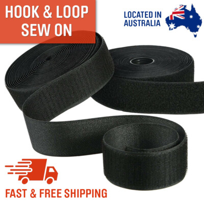 SEW ON Hook and Loop 25/50/100mm Fastening Tape Heavy Duty Black or ...