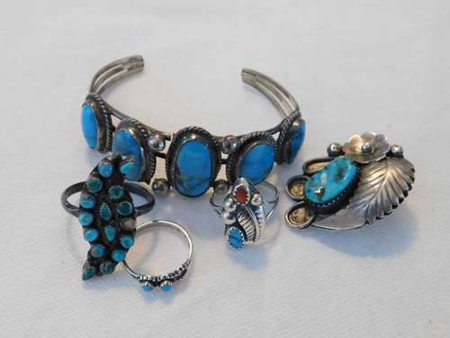 Vintage Native American Sterling Silver Turquoise Jewelry Lot FOR ...