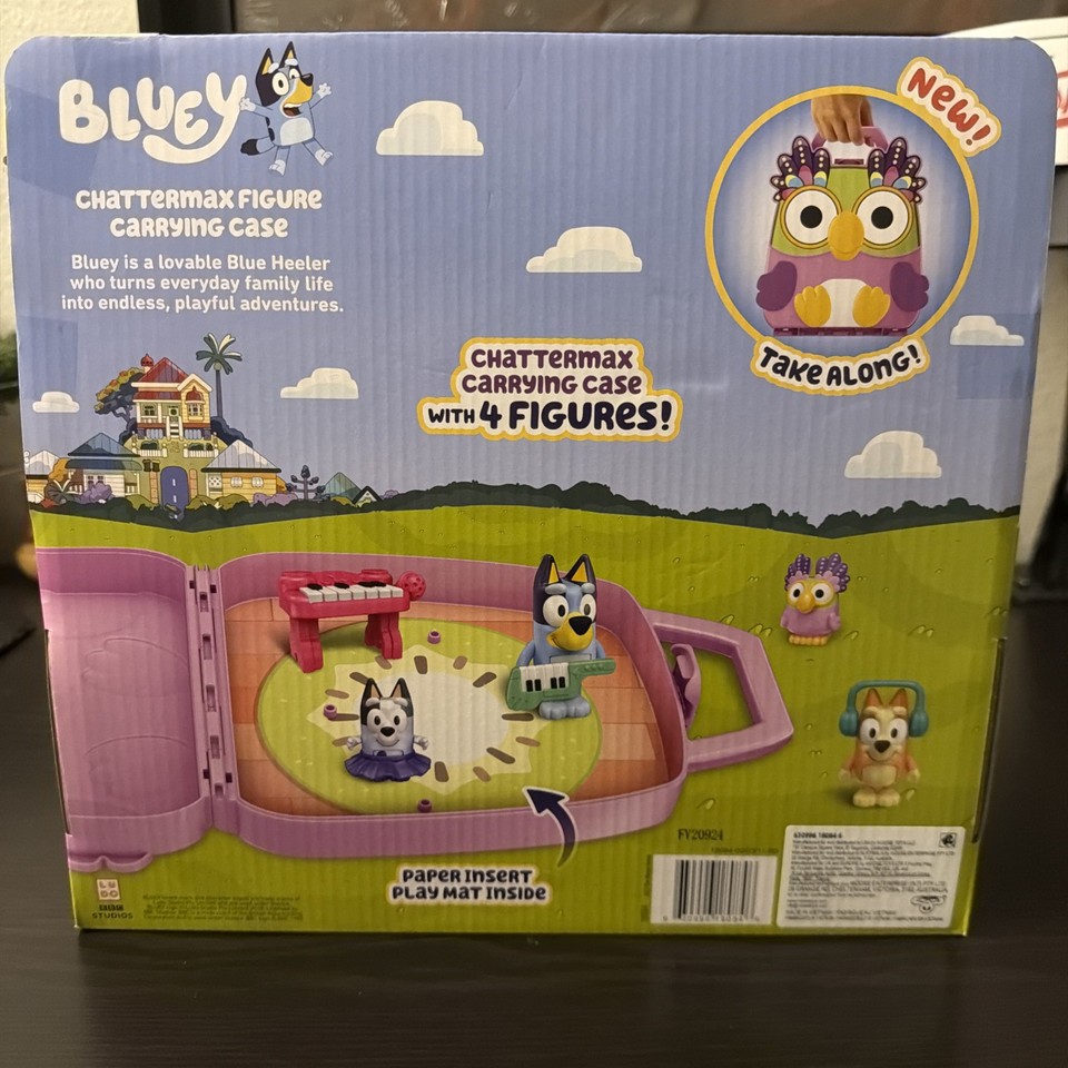 Bluey Play set Storage Carrying Case 4 Figures Muffin Chattermax Bingo ...