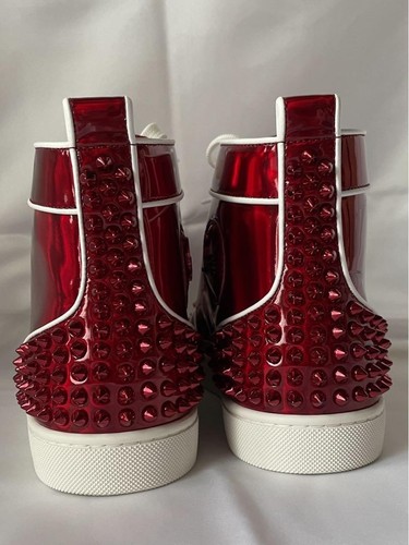 Christian Louboutin Lou Spikes 2 High Cut Sneakers 7.5US Red Patent ...
