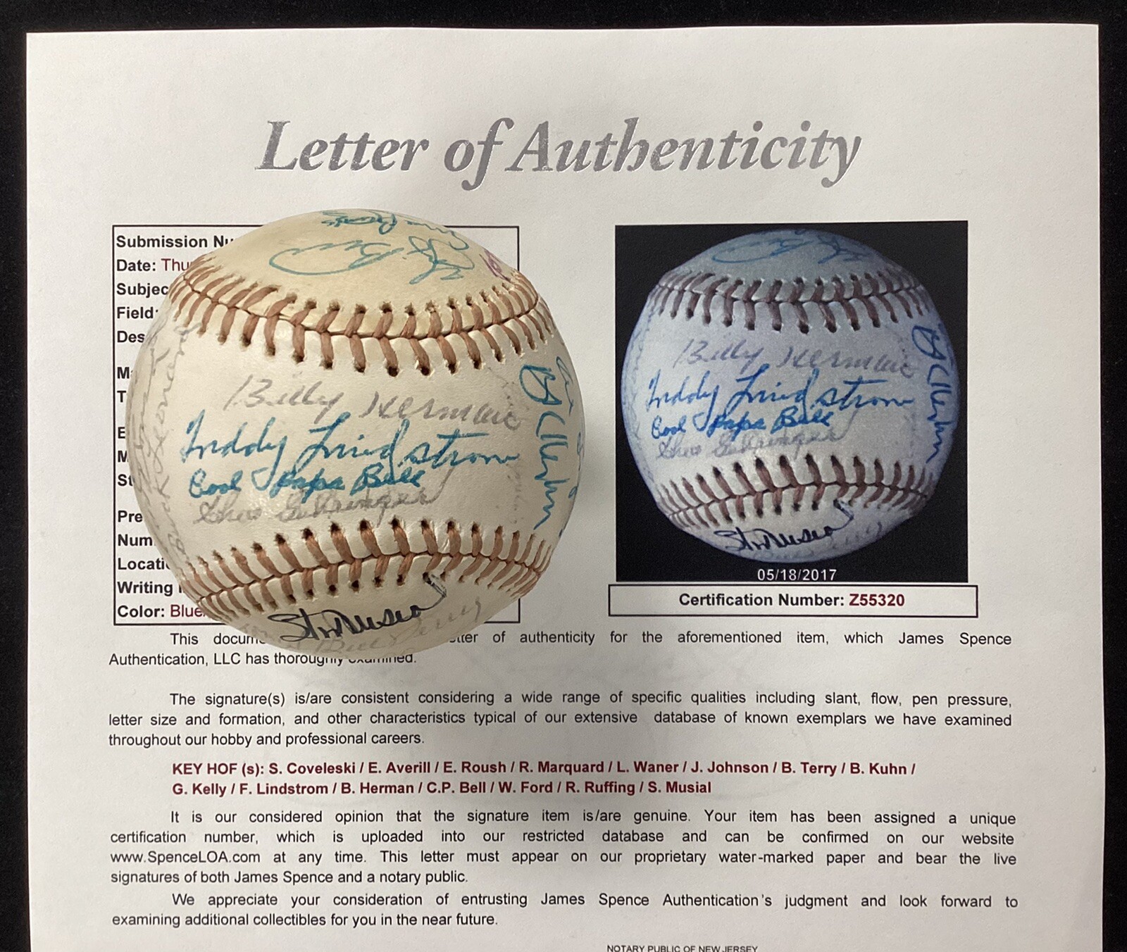 1977 Hall of Fame Induction Signed Baseball Edd Roush Johnson +28 Autos ...