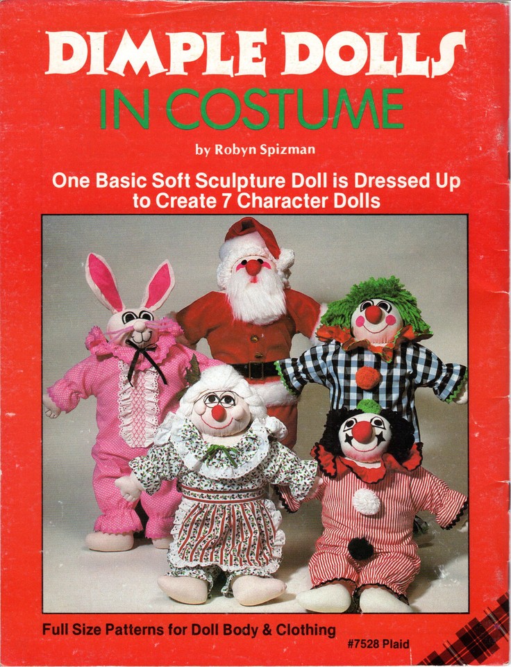 "Dimple Dolls in Costume" ©1982 Plaid Sewing Craft Dollmaking Pattern ...