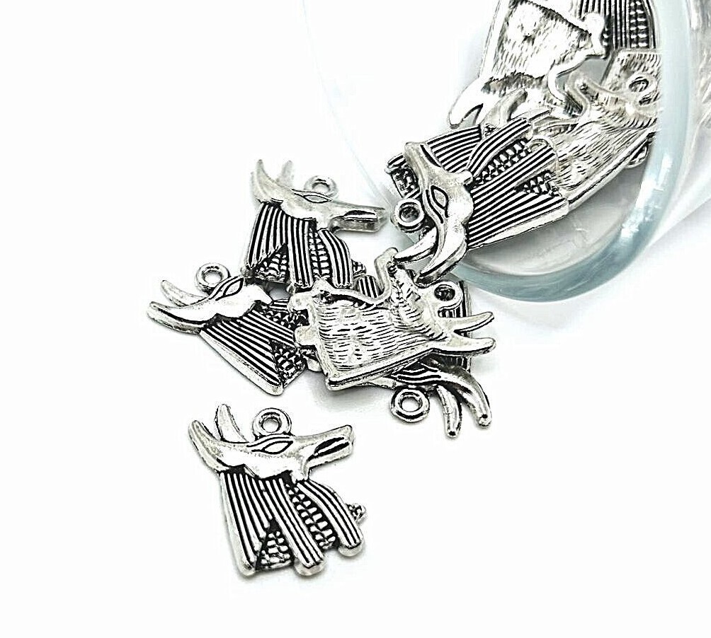 4, 20 or 50 BULK pcs Silver Egyptian Anubis Head Charms - US Seller ...