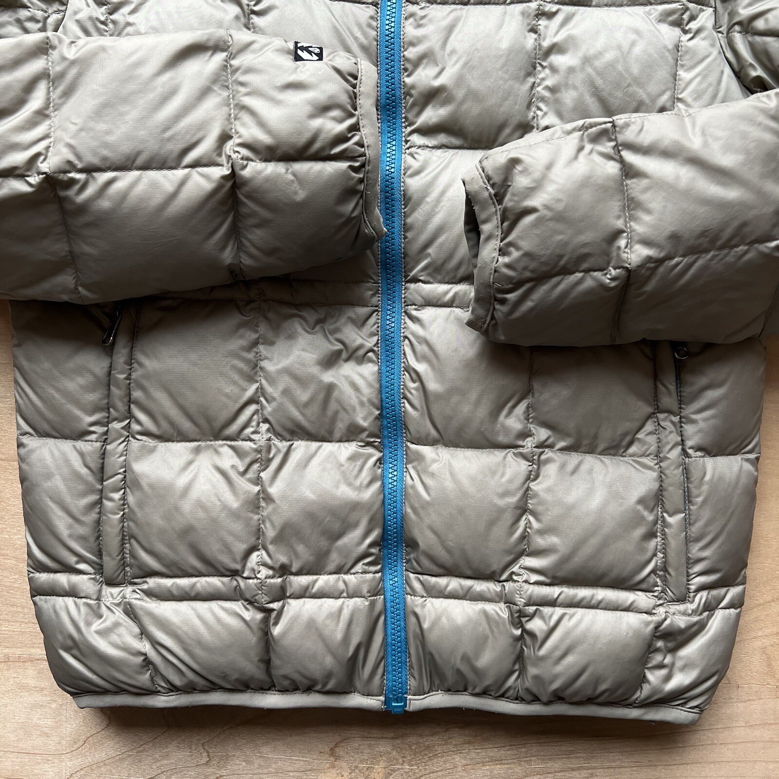 Volcom Puff Puff Jacket Small Gray Full Zip Hooded Down Puffer Ski ...