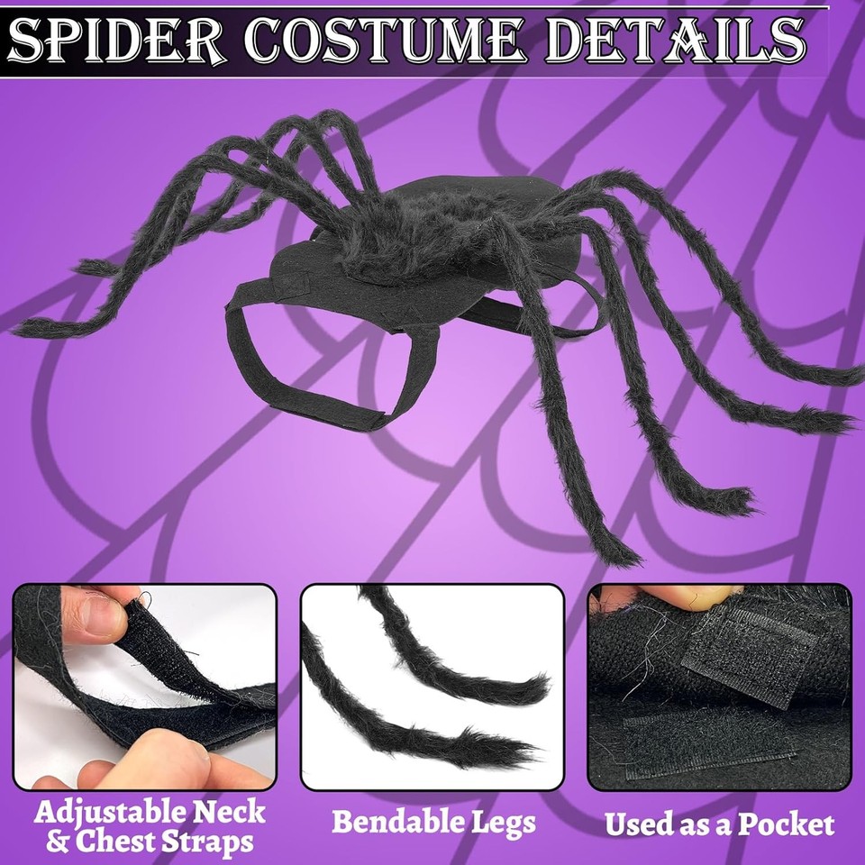 Dogs Halloween Spider Costume for Small Medium Large Large, Black | eBay