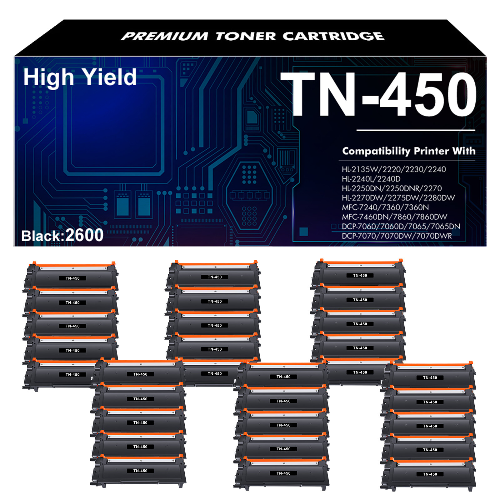 30 TN450 Toner Compatible with Brother TN420 HL-2240D HL-2250DN HL2270 ...