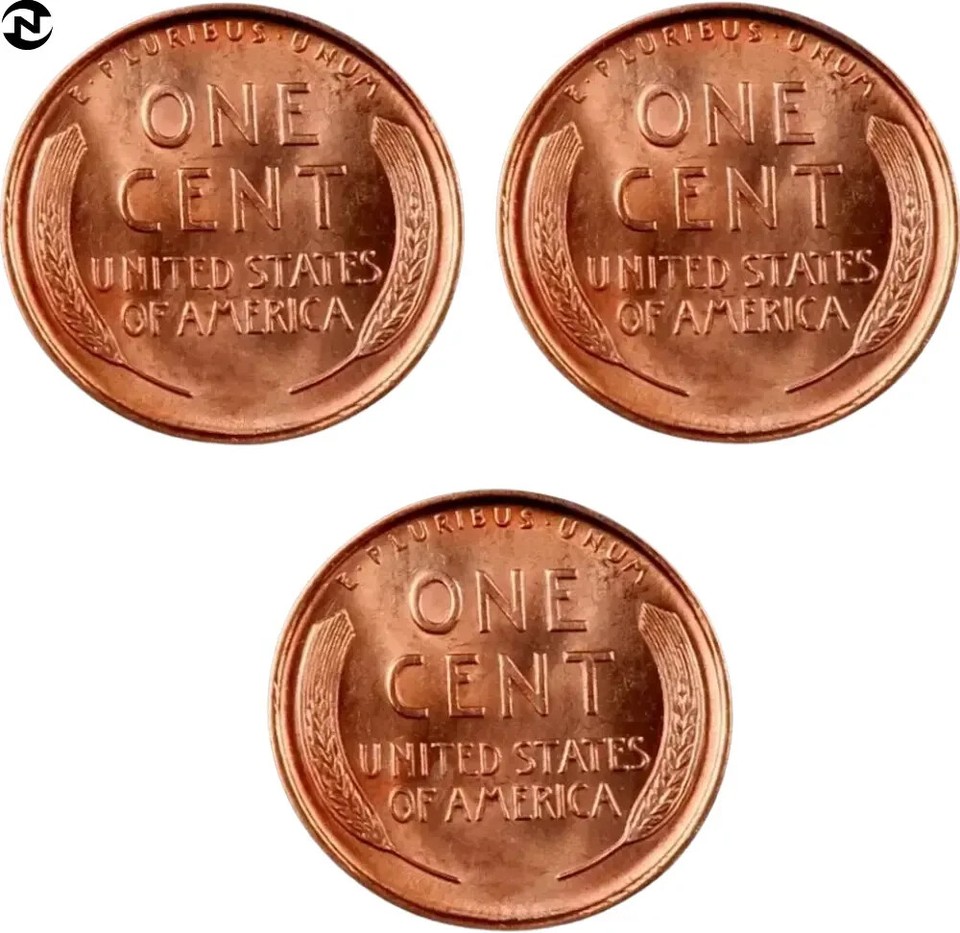 1931+1931-D+1931-S Lincoln Wheat Penny Cent Lot ~ Gem BU (red) ~ 3 Coin ...