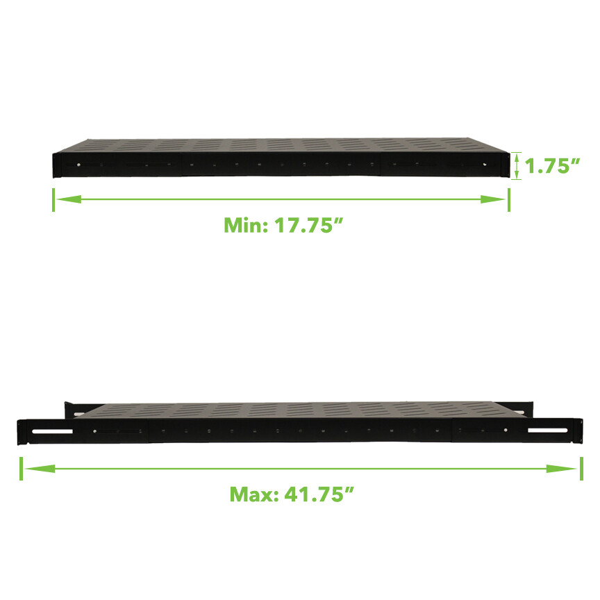 Fixed Rack Server Shelf 1U 19" 4 post Rack Mount - Adjustable from 18 ...