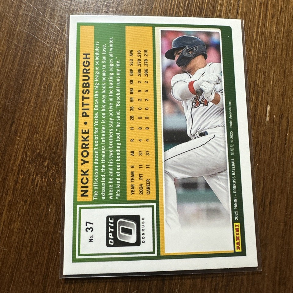 2025 Panini Donruss OPTIC Baseball Nick Yorke RATED ROOKIE Card #37 ...
