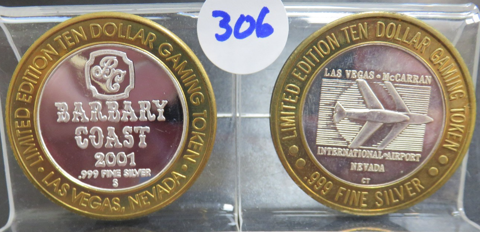 2- $10 Silver Gaming Tokens | eBay