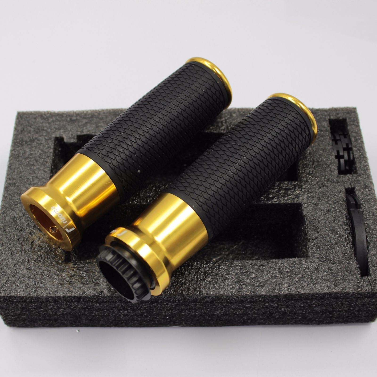 Gold 7/8" 22mm Grip Yamaha R1 R6 CNC Aluminum Rubber Gel Hand Grips ...