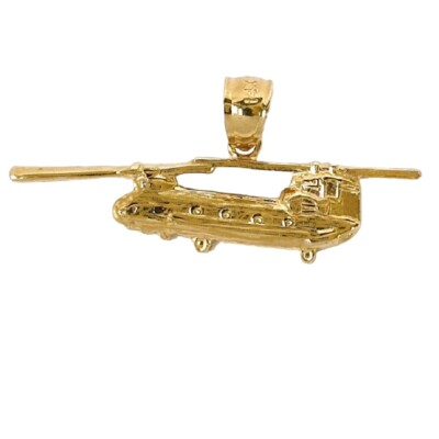 14k Yellow Gold Helicopter Pendant / Charm, Made in USA | eBay