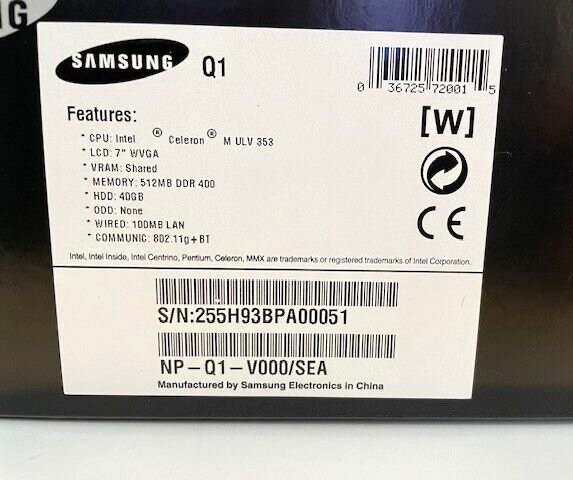 Samsung Q1 UMPC Handheld PC NP-Q1-V000/SEA RARE NEW SEALED Collectible ...