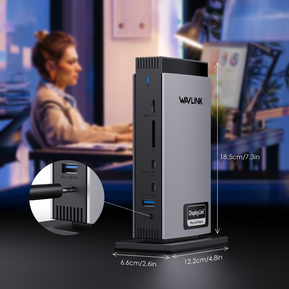 DisplayLink Docking Station Laptop 3 HDMI USB C Dock Hub 2 DP 4K for HP ...