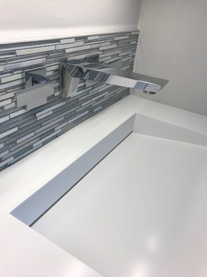 BESPOKE CORIAN WASH TROUGH WITH HIDDEN WASTE | eBay UK