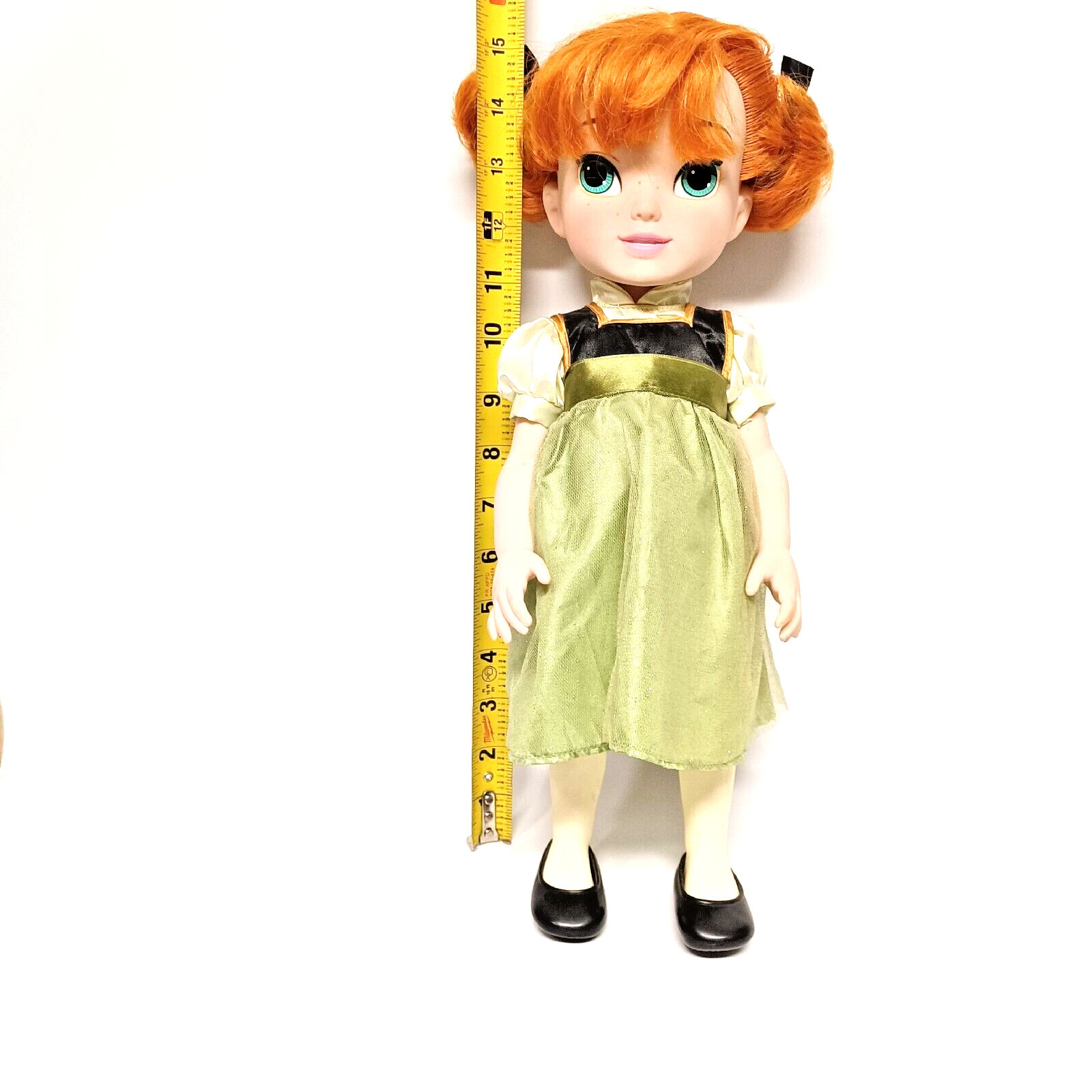 Disney Store Frozen Anna Doll 16” Toddler Princess Green Dress Doll Toy ...