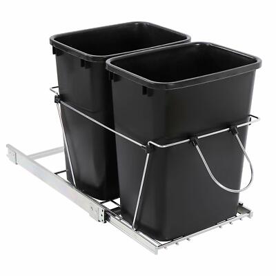 Double Pull Out Trash Garbage Can Sliding Kitchen Waste Container ...