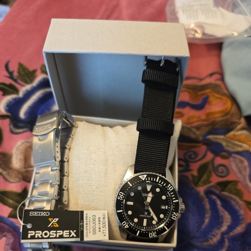 Seiko Prospex SBDJ063 Black Face Solar Diver 200m Stainless Steel Men ...