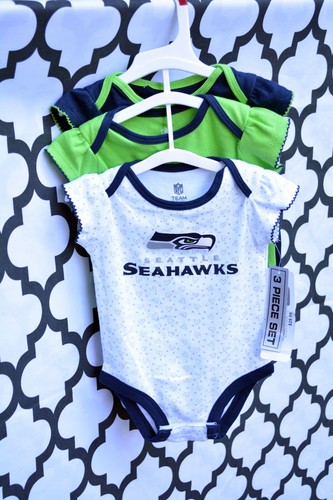 NFL Seattle Seahawks infant 3 pc set short ruffle sleeved size 3/6 mo ...