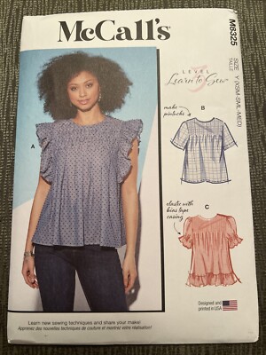 McCall's 8325 Misses' Tops Pintucks Ruffled Sleeves Uncut Sewing ...