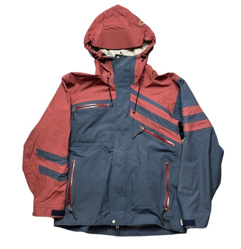 TREW Gear Mens Zip Up Ski Snow Jacket Size Medium Hooded Shell Red Blue ...