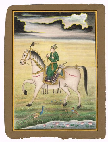 Indian Miniature Painting Of Mughal Emperor Akbar On Horse Old Art 5 ...