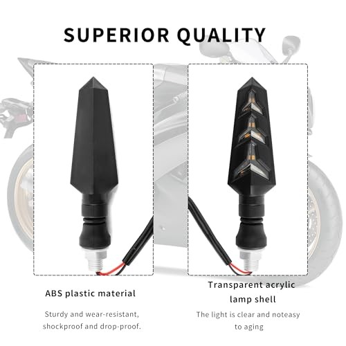 4PCS Motorcycle Turn Signals Kit with Flowing Amber LED Lights,M10 12V ...