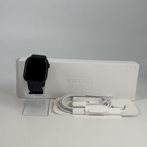 Apple Watch (Series 10) 46mm Jet Black Aluminum (GPS) w/ Ink Sport Loop ...