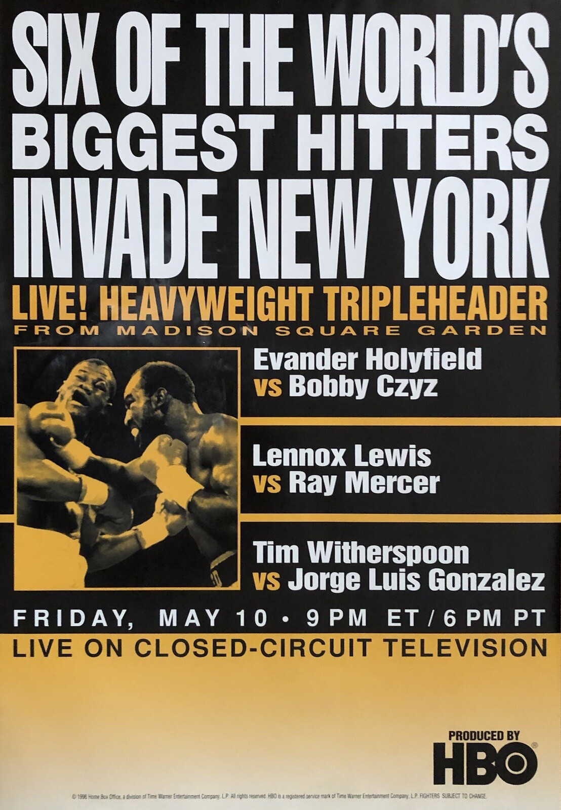 VINTAGE ORIGINAL EVANDER HOLYFIELD VS. BOBBY CZYZ, LEWIS BOXING FIGHT ...