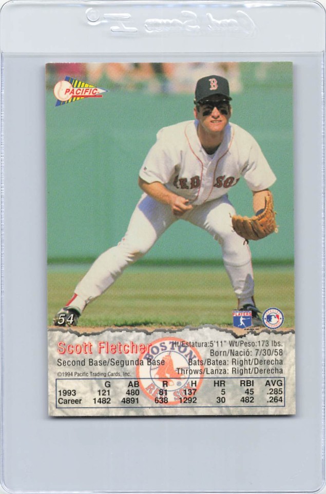 1994 Pacific #54 Scott Fletcher Red Sox Signed Auto *J110 | eBay
