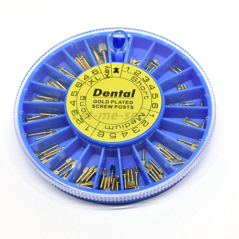 120PCS Dental Screw Post Titanium Kit Gold/Silver Plated Conical Root ...