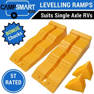 3 Step Levelling Ramps & Chocks for Single Axle Caravan, Camper Trailer ...