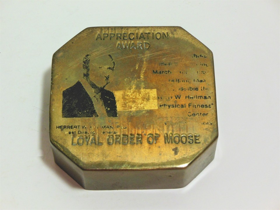 MOOSE Brass Trinket Box Loyal Order of Moose Appreciation Award FREE ...