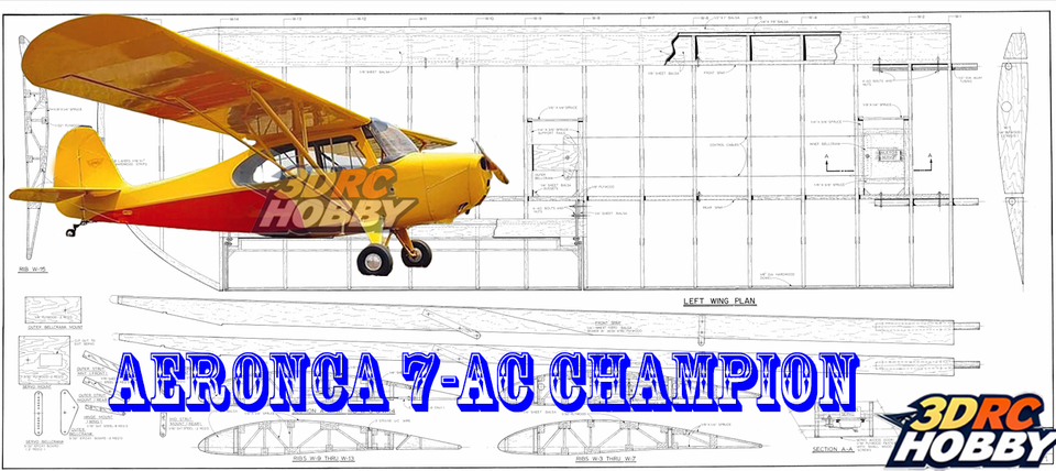 Aeronca 7-AC Champion 105" WS RC Plane Model Airplane Building Plans ...