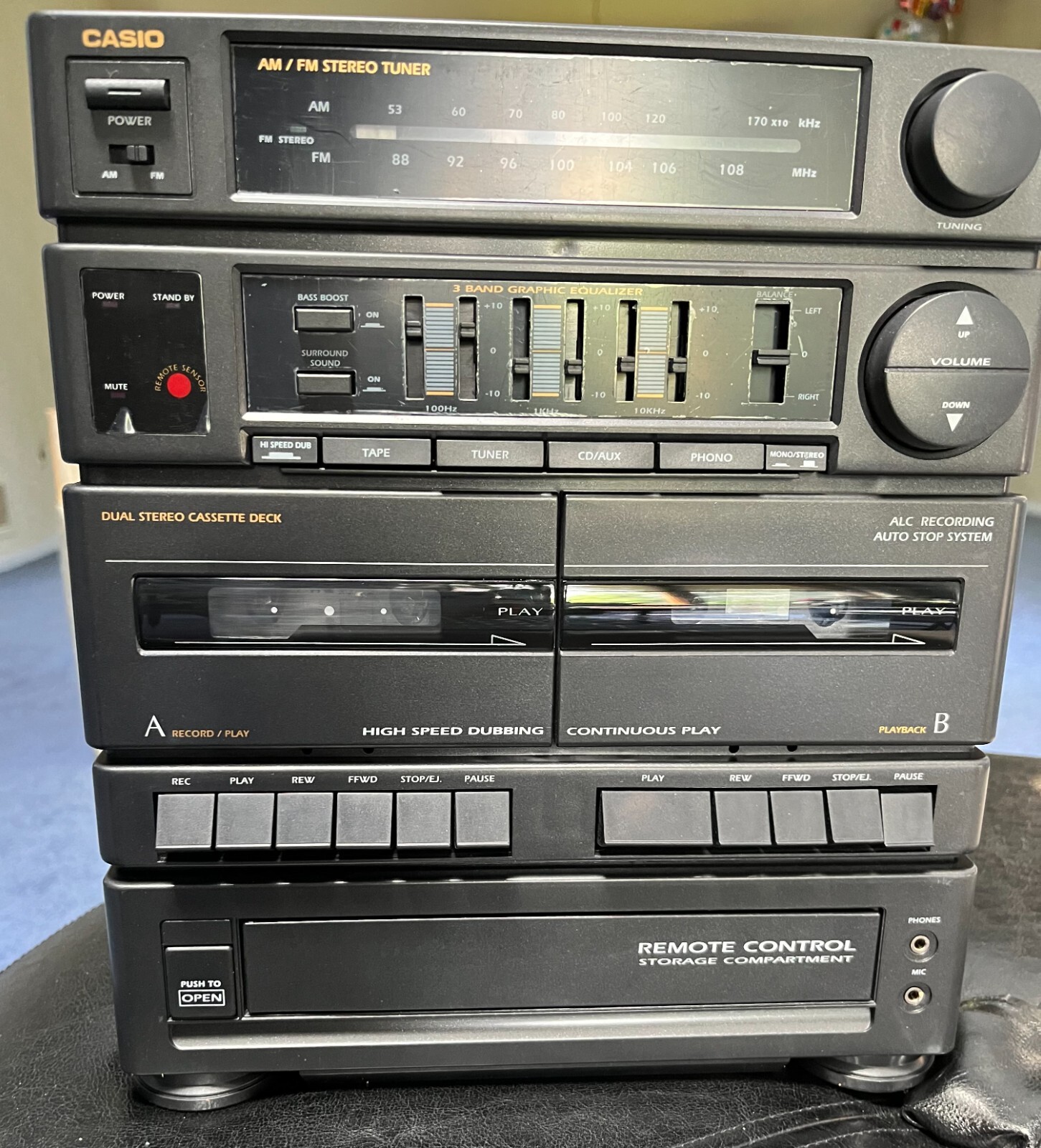 Casio Digital Tuner W/Dual Stereo Cassette Deck & CD Player W/ Original ...