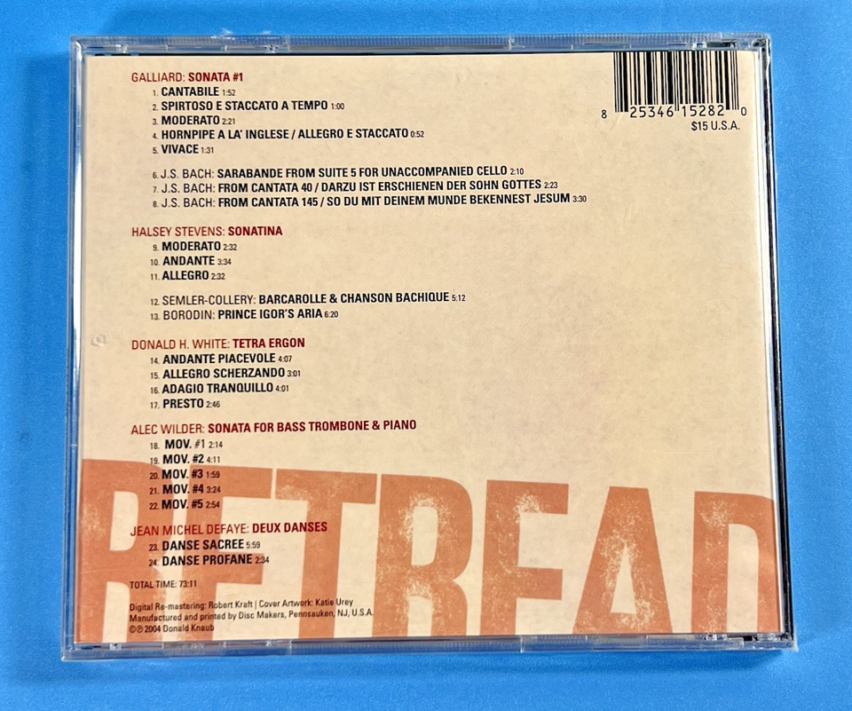 Retread CD Donald Knaub Bass Trombone Barry Snyder FACTORY SEALED NEW ...