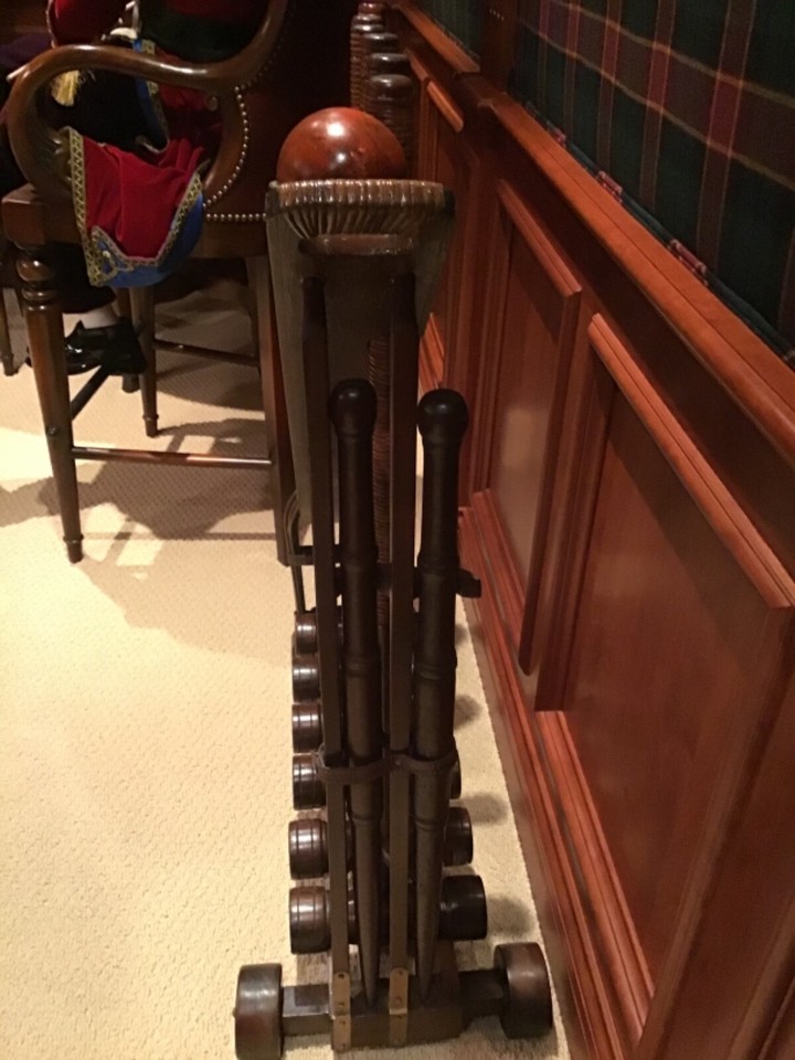 Vintage Croquet Set with Wheeled Storage Rack Complete 6 players Stiles ...