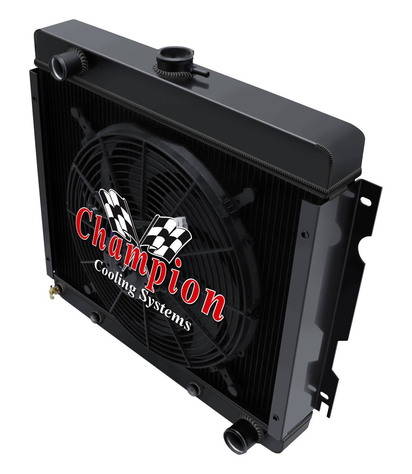 DR 3 Row Black Finish Radiator,16" Fan-1970-1972 Plymouth Duster Small ...