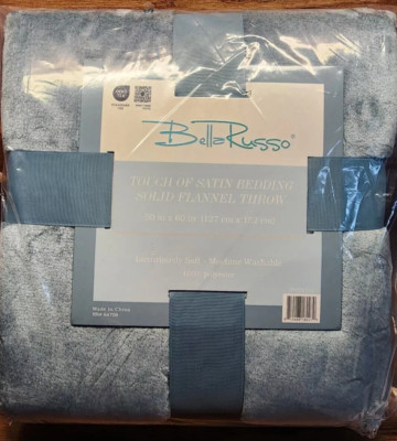 Bella Russo Touch Of Satin Bedding Solid Flannel Throw 50x 60 Brand New ...