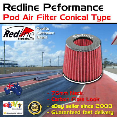 New Redline Pod Air Filter Conical Type 76mm Neck Carbon Fibre Look | eBay