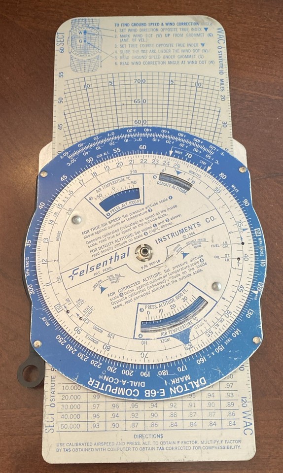 Vintage Felsenthal Dalton E-6B Flight Computer Mark I Dial-A-Con Manual ...