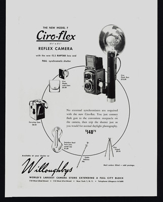 1950 DOUBLE SIDE CIRO-FLEX MODEL F REFLEX CAMERA & HALOID PHOTO PAPER ...