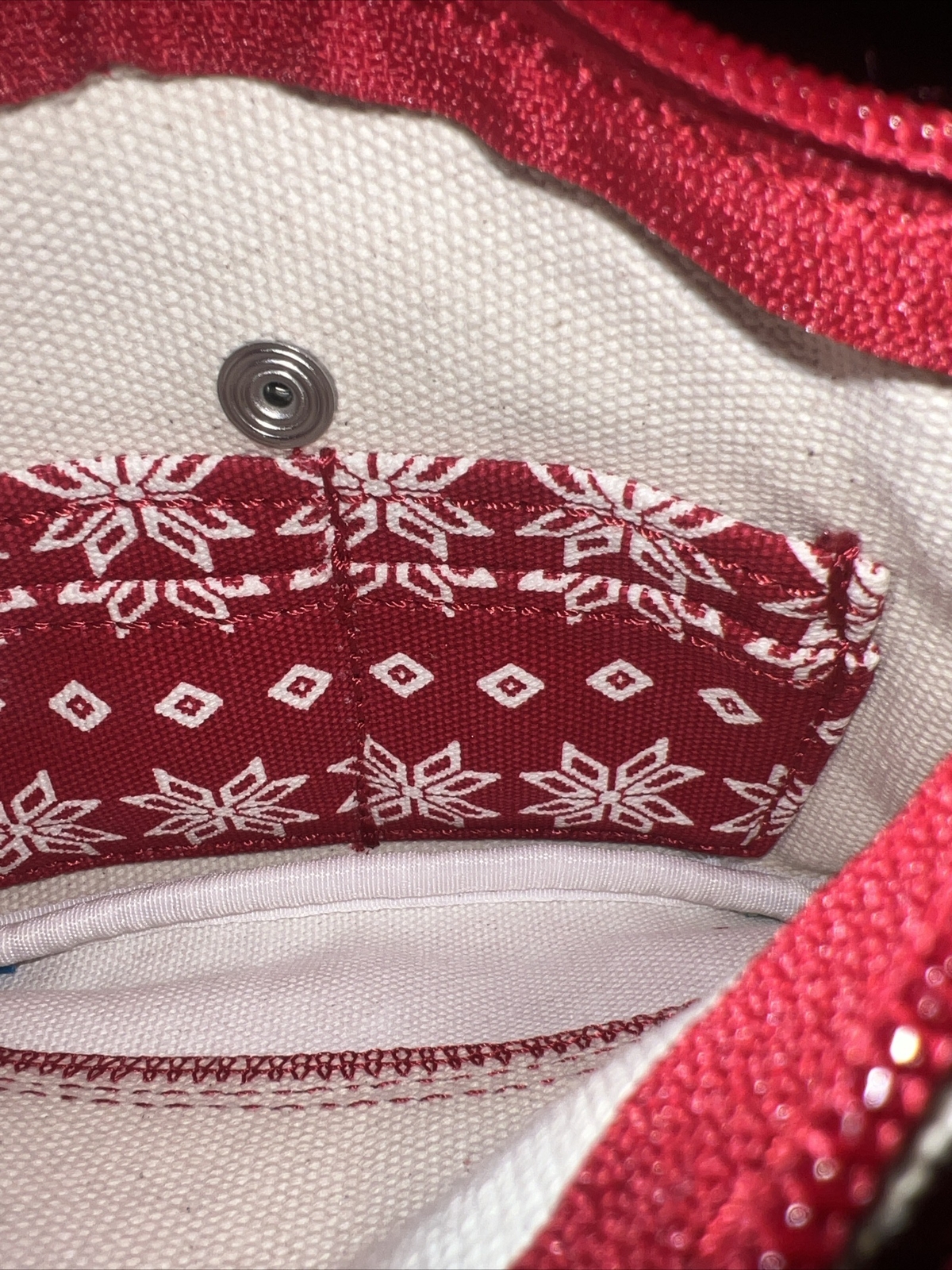 Lands' End Winter Wristlet Clutch w Zipper , strap Snowflake Christmas ...