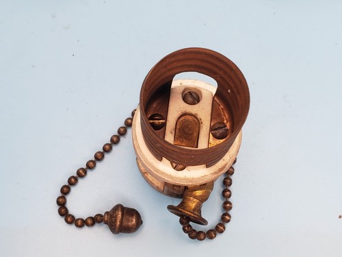 Antique MILLER LAMPS LOGO Mark Acorn & Shell HUBBELL Fat Boy Pull Chain ...