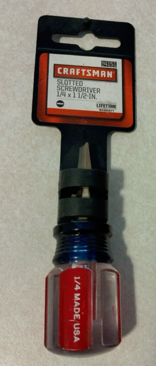 Craftsman Stubby Slotted Screwdriver 1/4 x 1 1/2" made in USA NIP ...