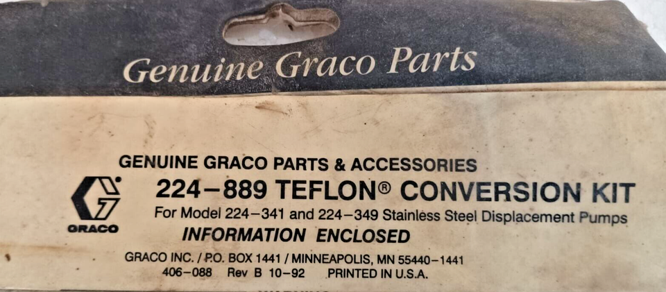 GRACO 224-889 TEFLON CONVERSION KIT FOR MODEL 224-341 &349 SS ...