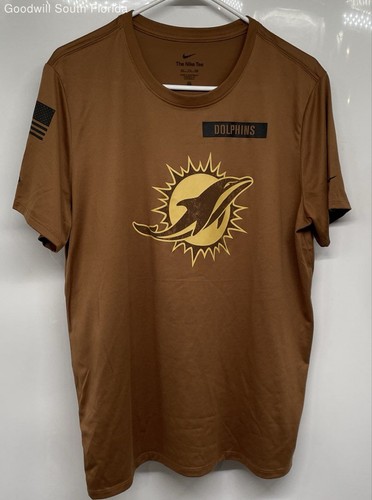Nike Mens Brown Miami Dolphins Short Sleeve Crew Neck Pullover T-Shirt ...