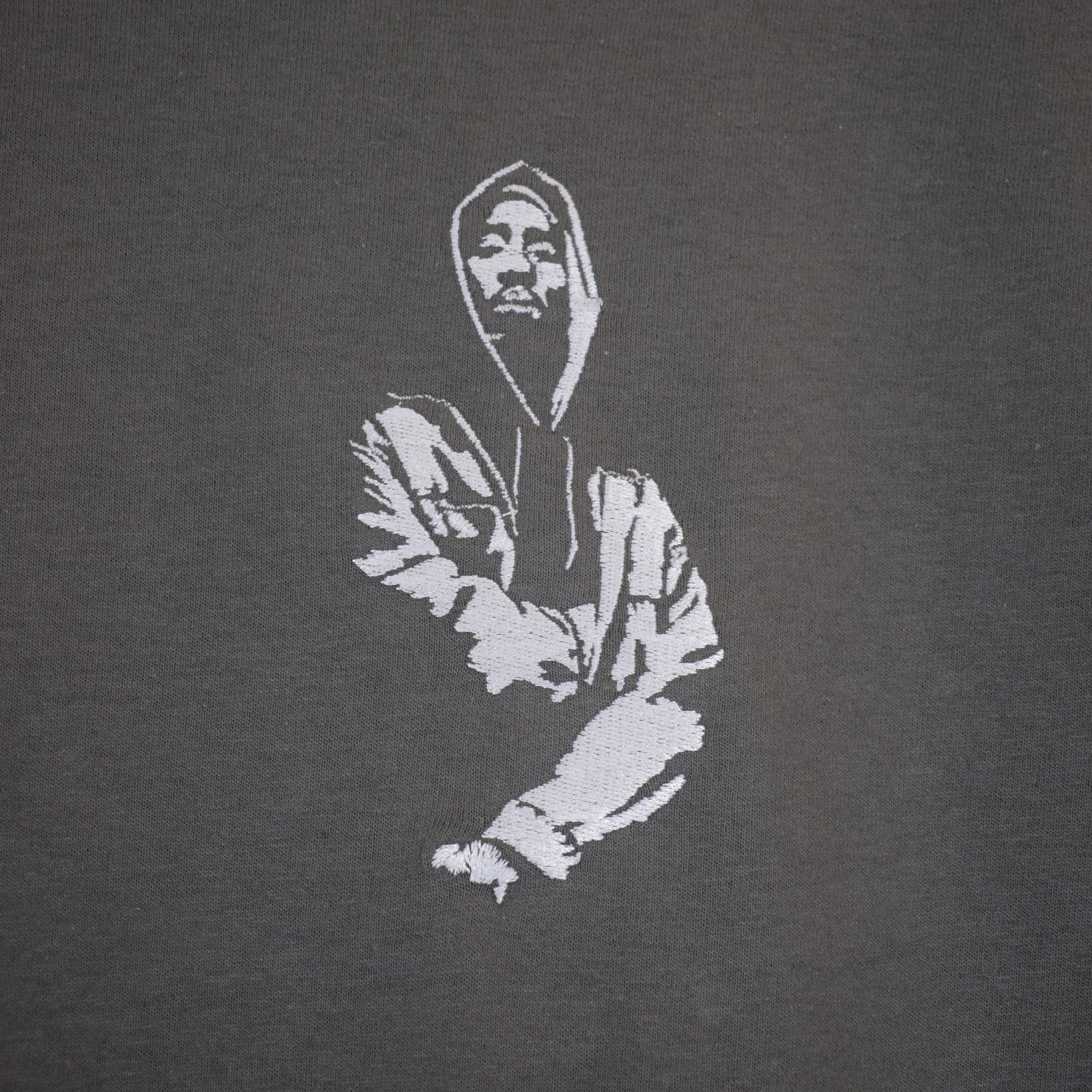 Tupac Hood 2Pac Hip Hop Rapper Embroidered Charcoal Tee T-shirt by AF ...