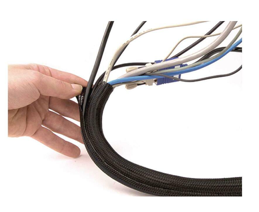 Split Braided Sleeve Self Closing Wrap Around Side Entry Sleeving Wire ...